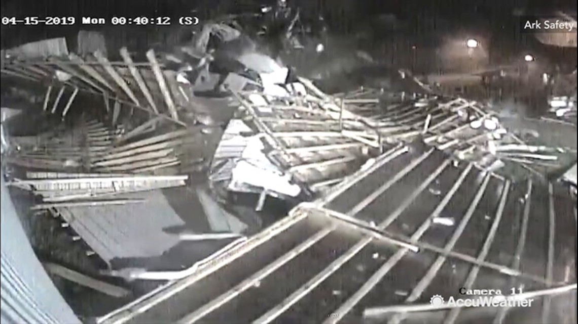 Incredible surveillance video shows high winds blow roof off building ...