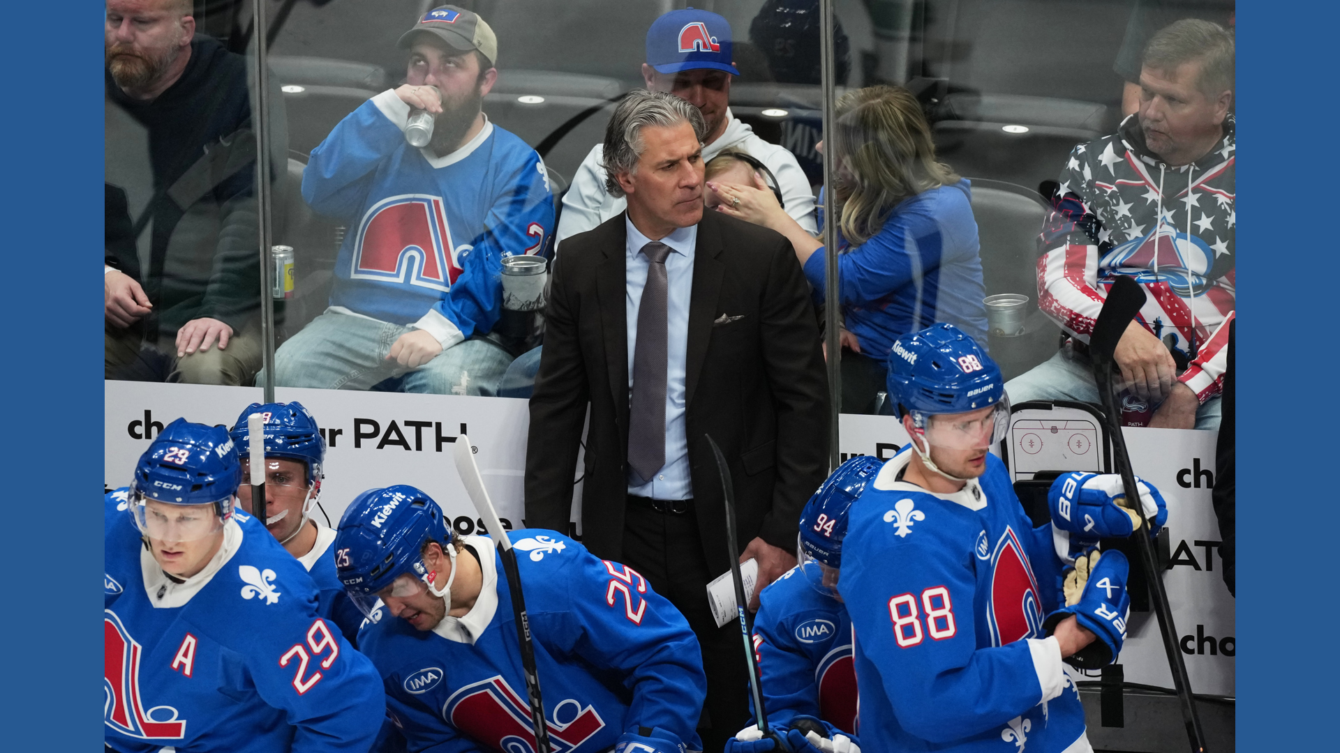 Avs coach Jared Bednar taken to hospital after being hit in his face ...