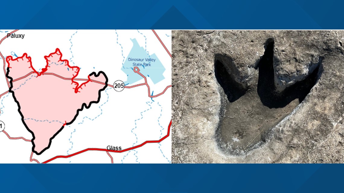 Chalk Mountain Fire takes shape of three-toed dinosaur | wfaa.com