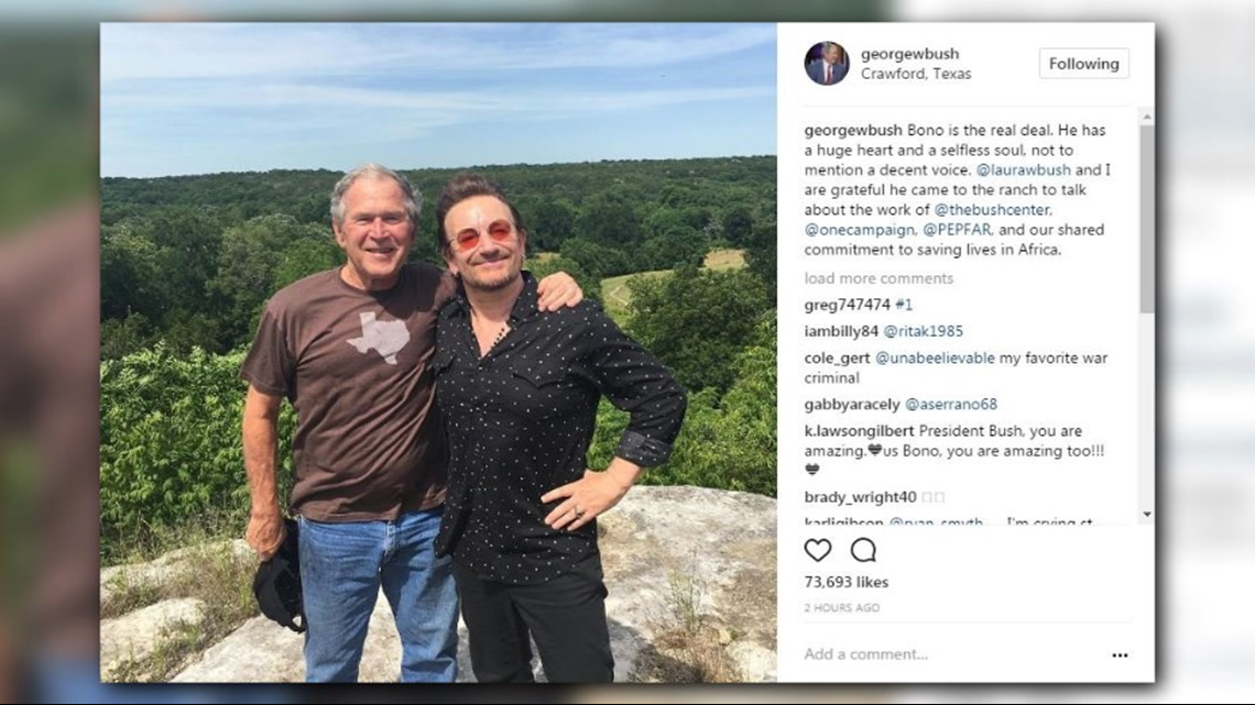 'The real deal:' Bono visits former President George W. Bush | wfaa.com