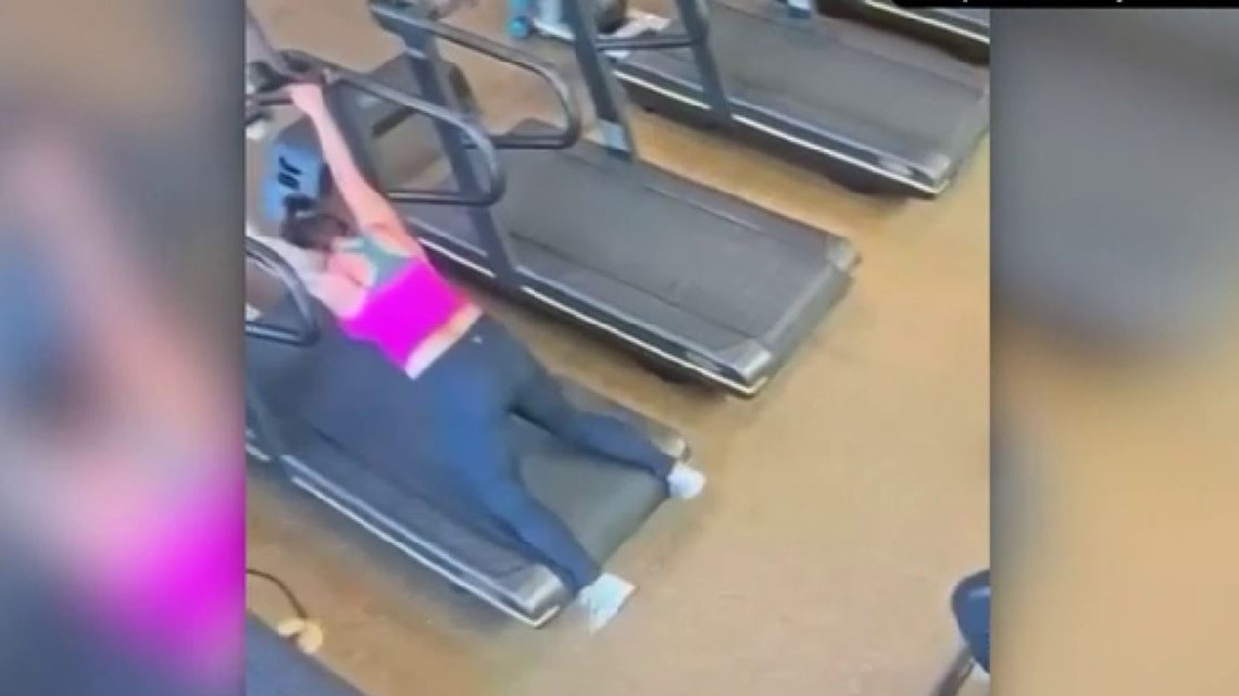 Viral Video: Woman falls on treadmill at gym and loses her pants | wfaa.com