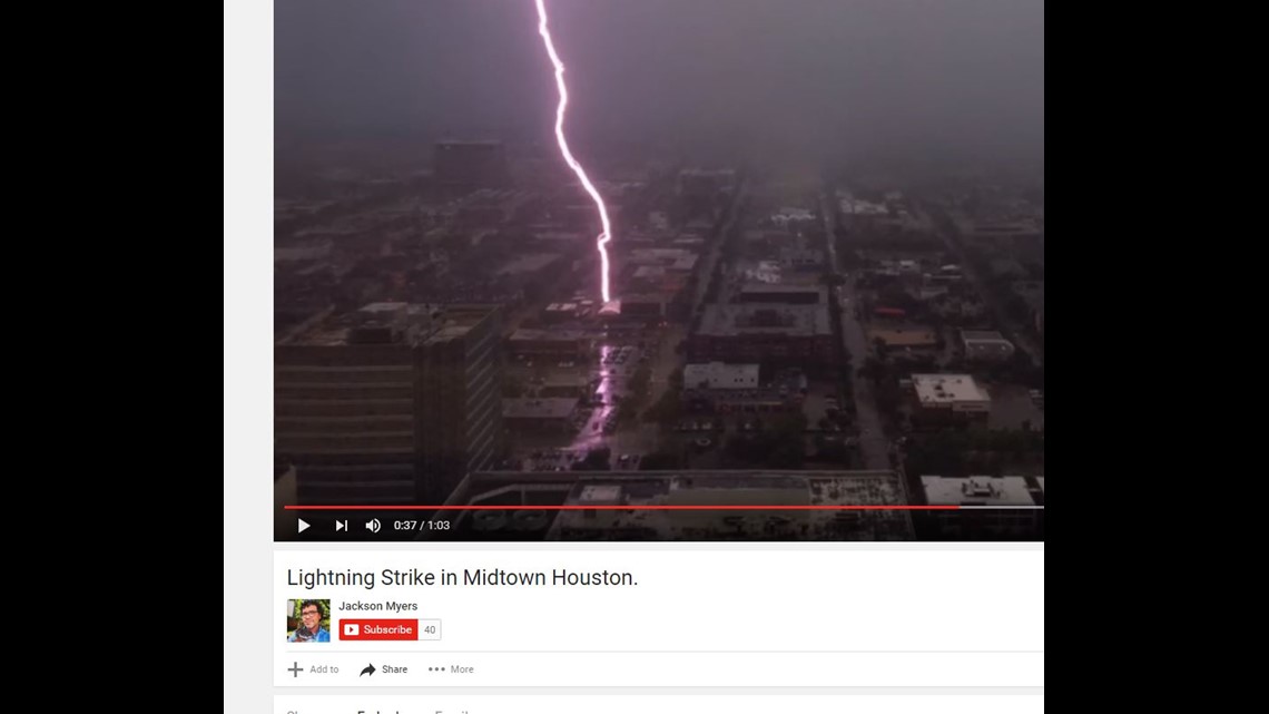 Big lightning strike captured on video in Houston's Midtown | wfaa.com