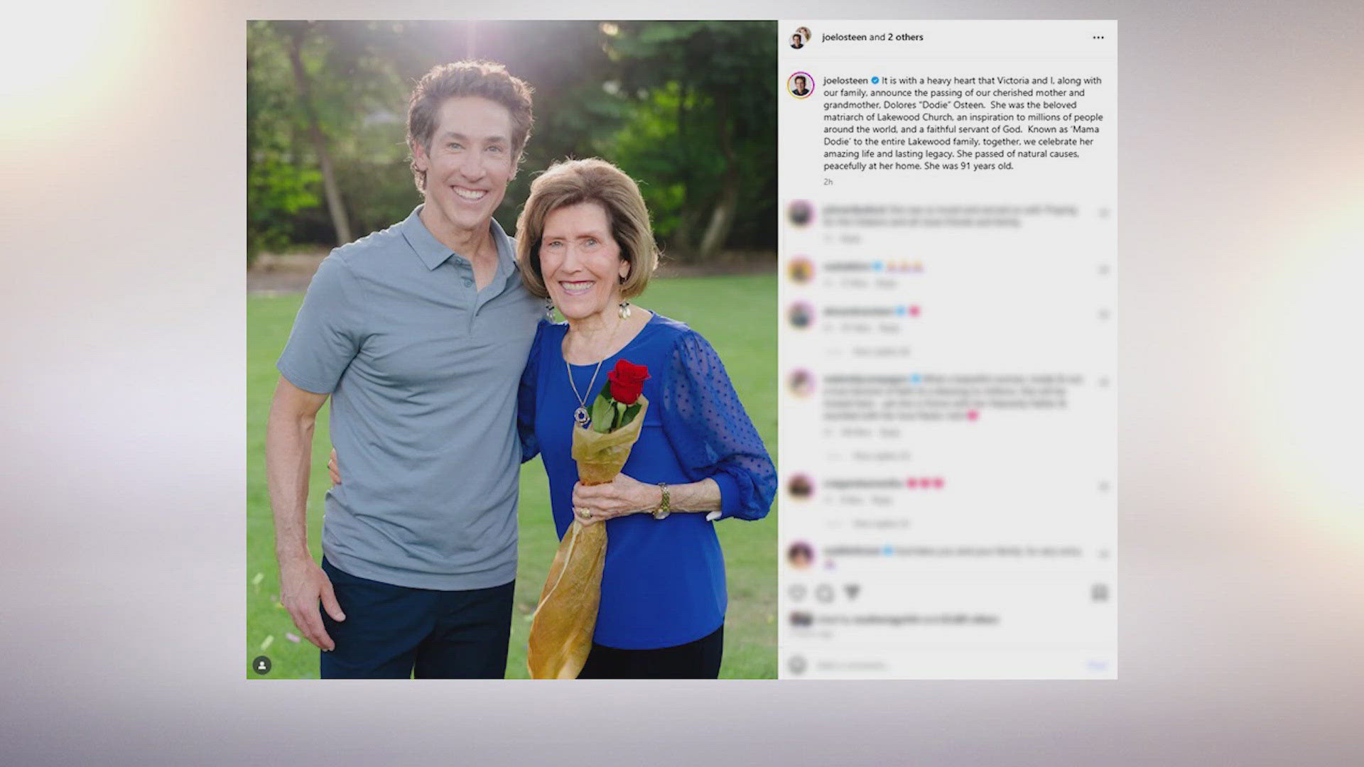 Pastor Joel Osteen's mother, Delores 'Dodie' Osteen dies | wfaa.com