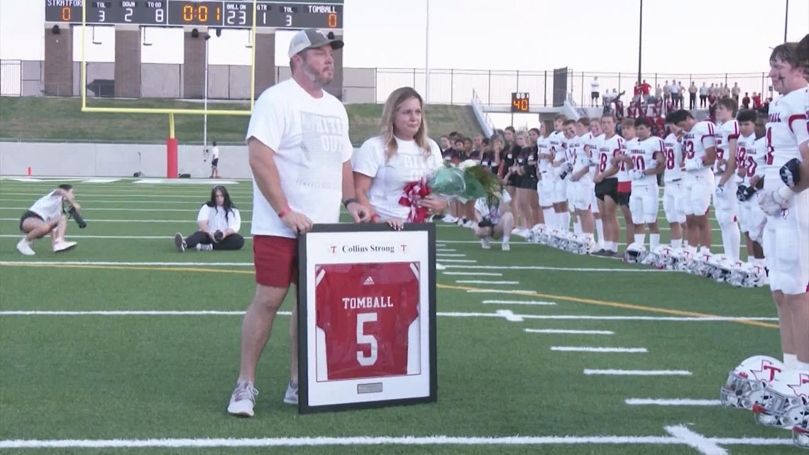Collins family honored by Tomball High School football team | wfaa.com