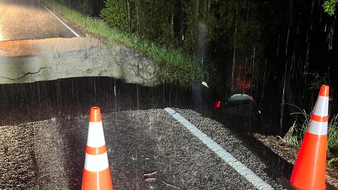Rain causes 25-foot drop on FM 2989 in Walker County | wfaa.com