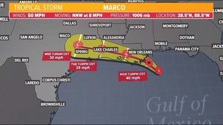 Texas weather: Tropical Storms Marco, Storm Laura paths, models | wfaa.com