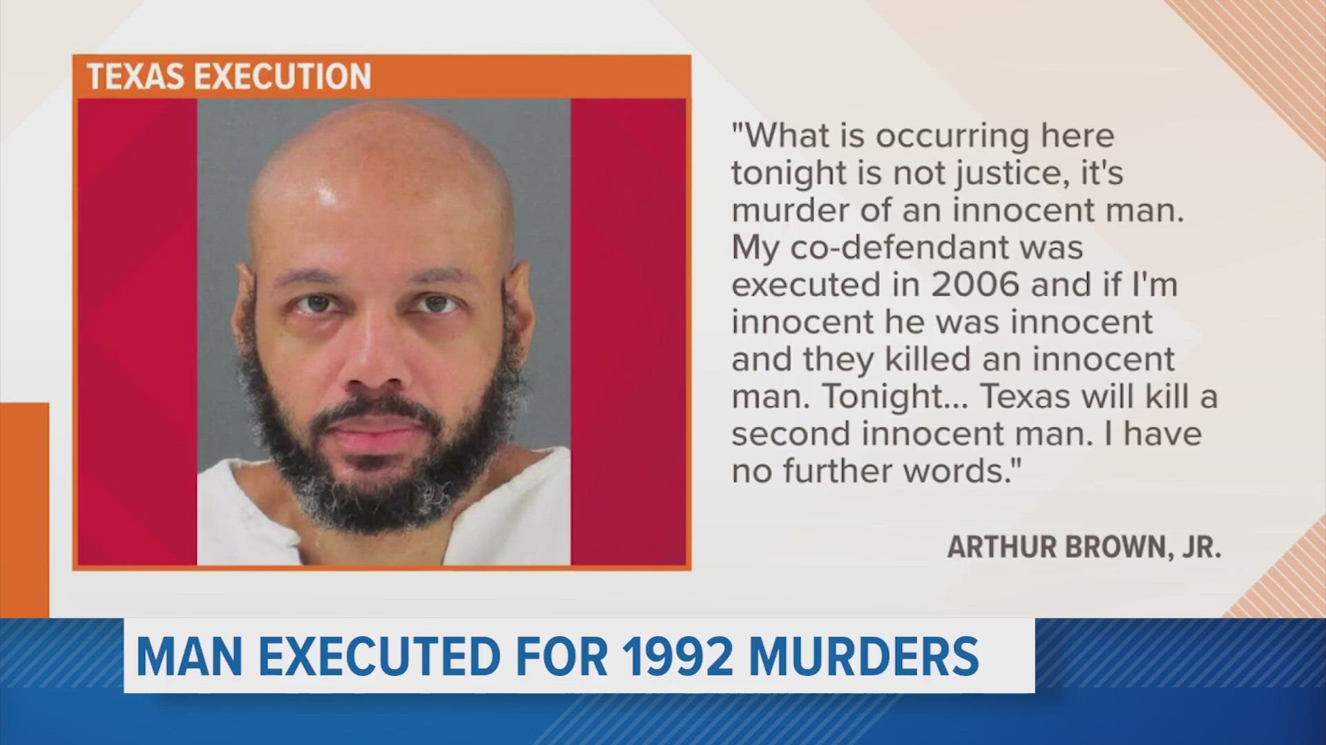 Texas executes Arthur Brown Jr. killing 4 during Houston robbery | wfaa.com