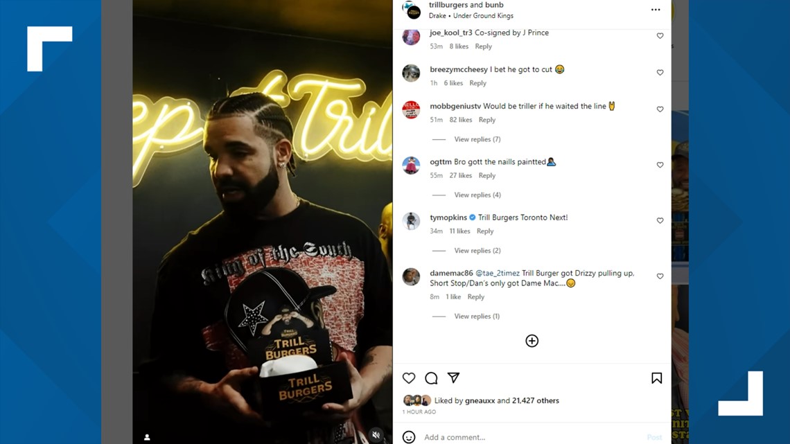 Rapper Drake visits Bun B's Trill Burgers | wfaa.com