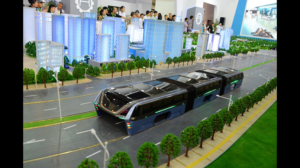 China performs first tests of elevated bus | wfaa.com