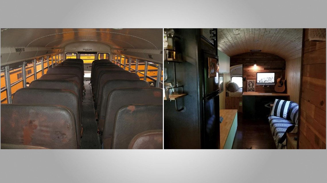 Man builds tiny home from a school bus for $15K | wfaa.com