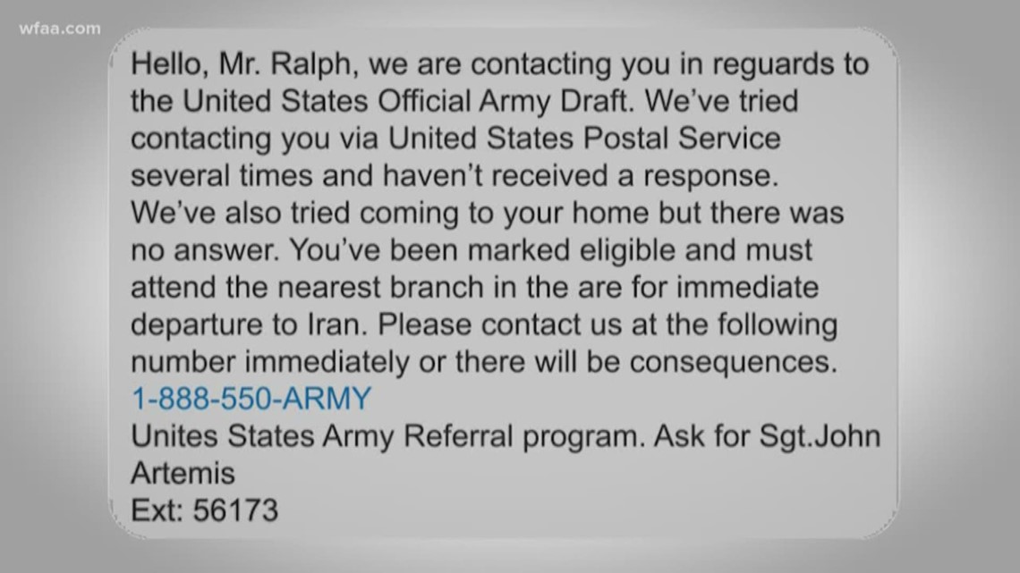 US Army warns about fake text messages regarding a draft | wfaa.com