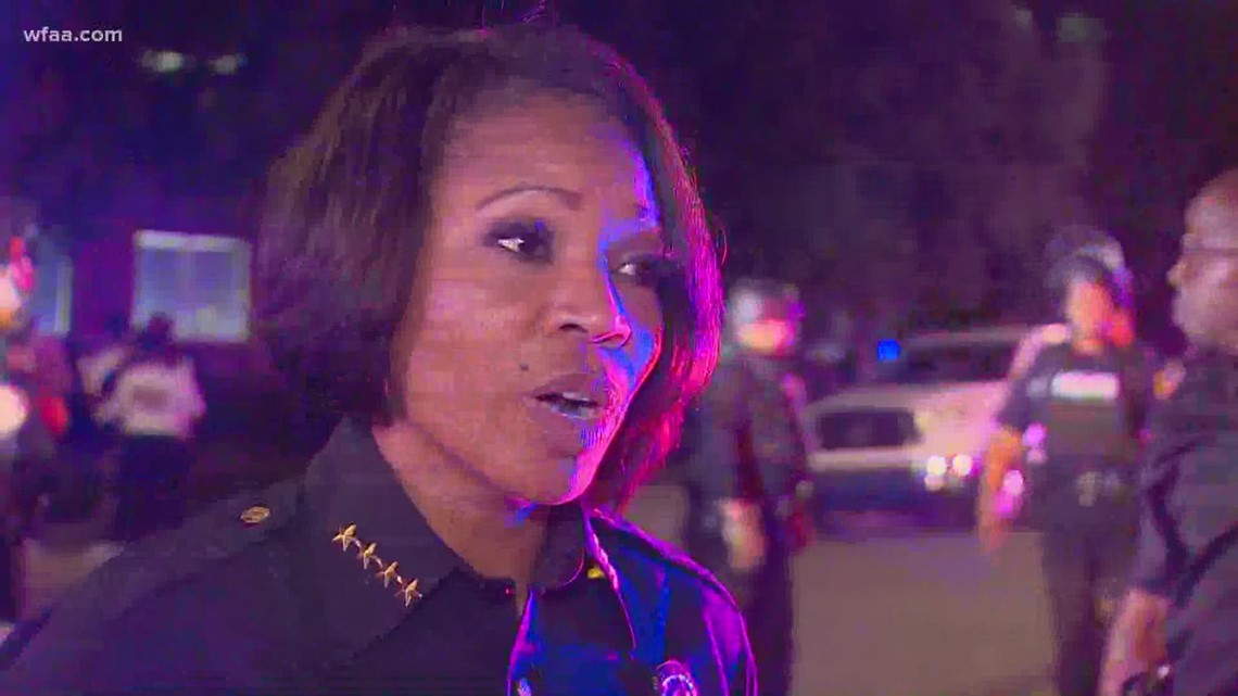 Dallas Police Chief Renee Hall on dispersing the crowd after bricks ...