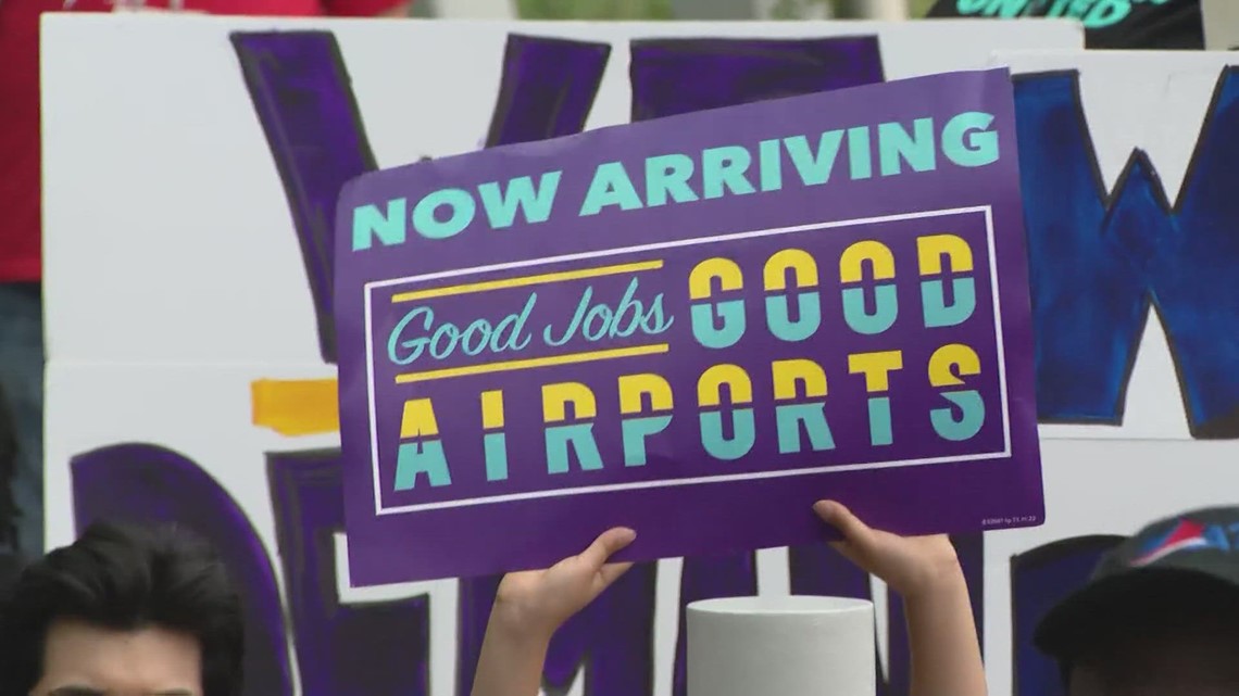 American Airlines service worker marching at Texas HQ | wfaa.com