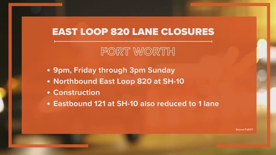 Fort Worth East Loop 820 closures you need to know | wfaa.com