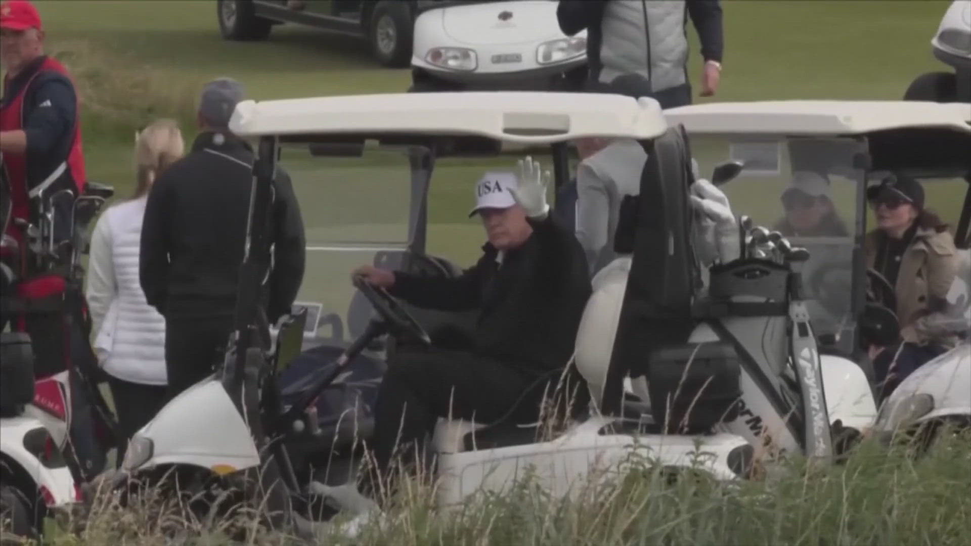 Trump heads to golf course in Scotland ahead of trade talks | wfaa.com