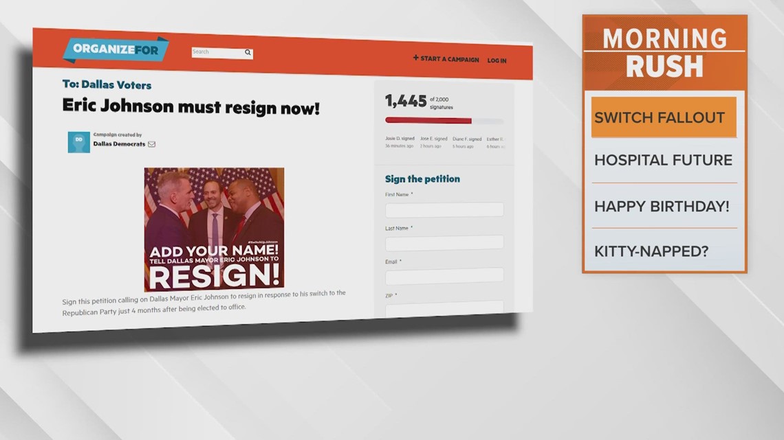 Dallas County Democrats launch petition for Mayor Eric Johnson to resign | wfaa.com