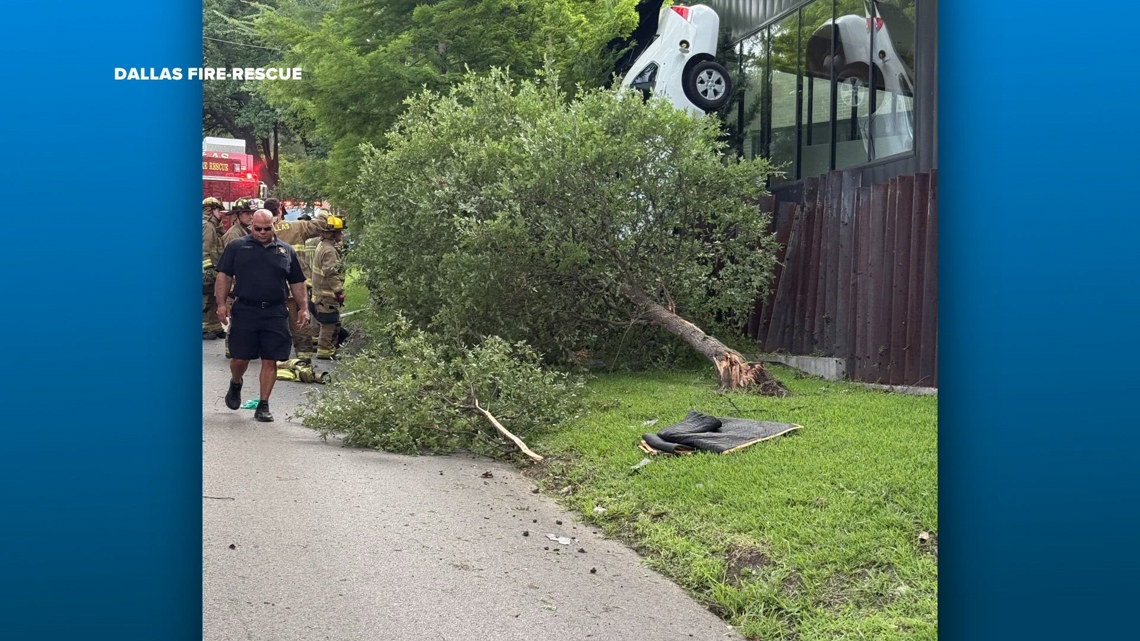 Driver hospitalized after going airborne, landing vertically in their ...