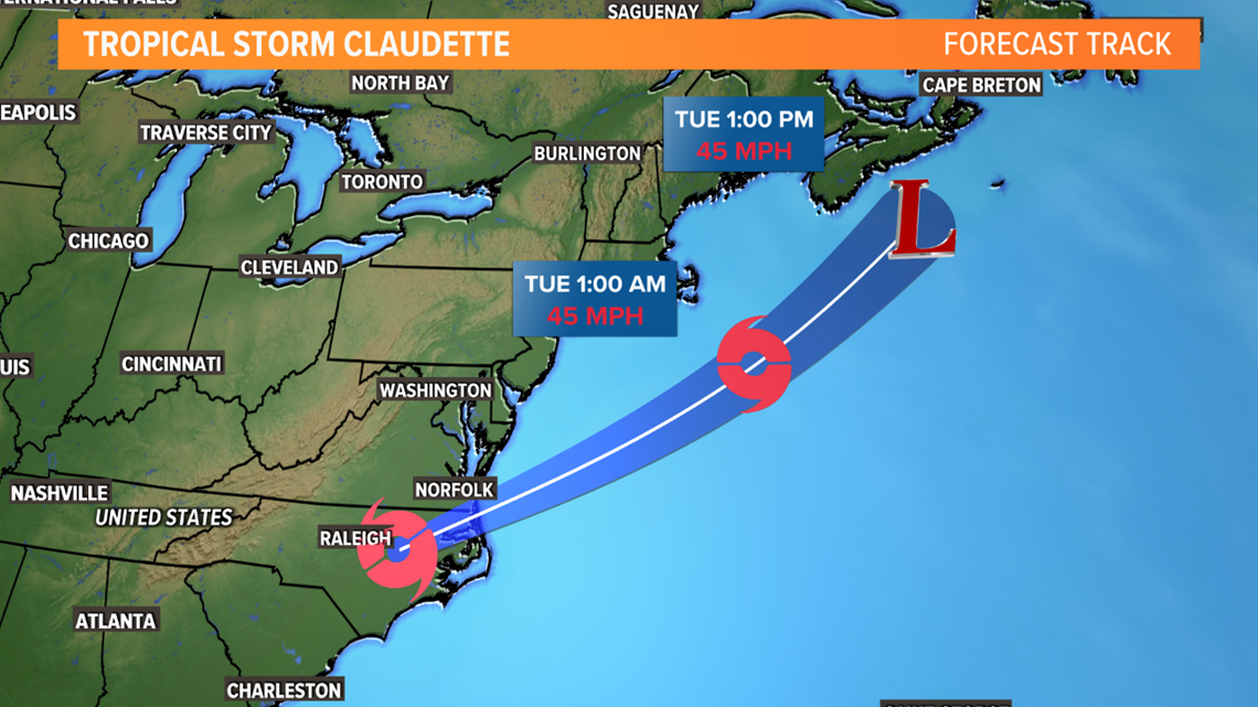 Claudette upgraded to a Tropical Storm as it moves toward the Atlantic ...