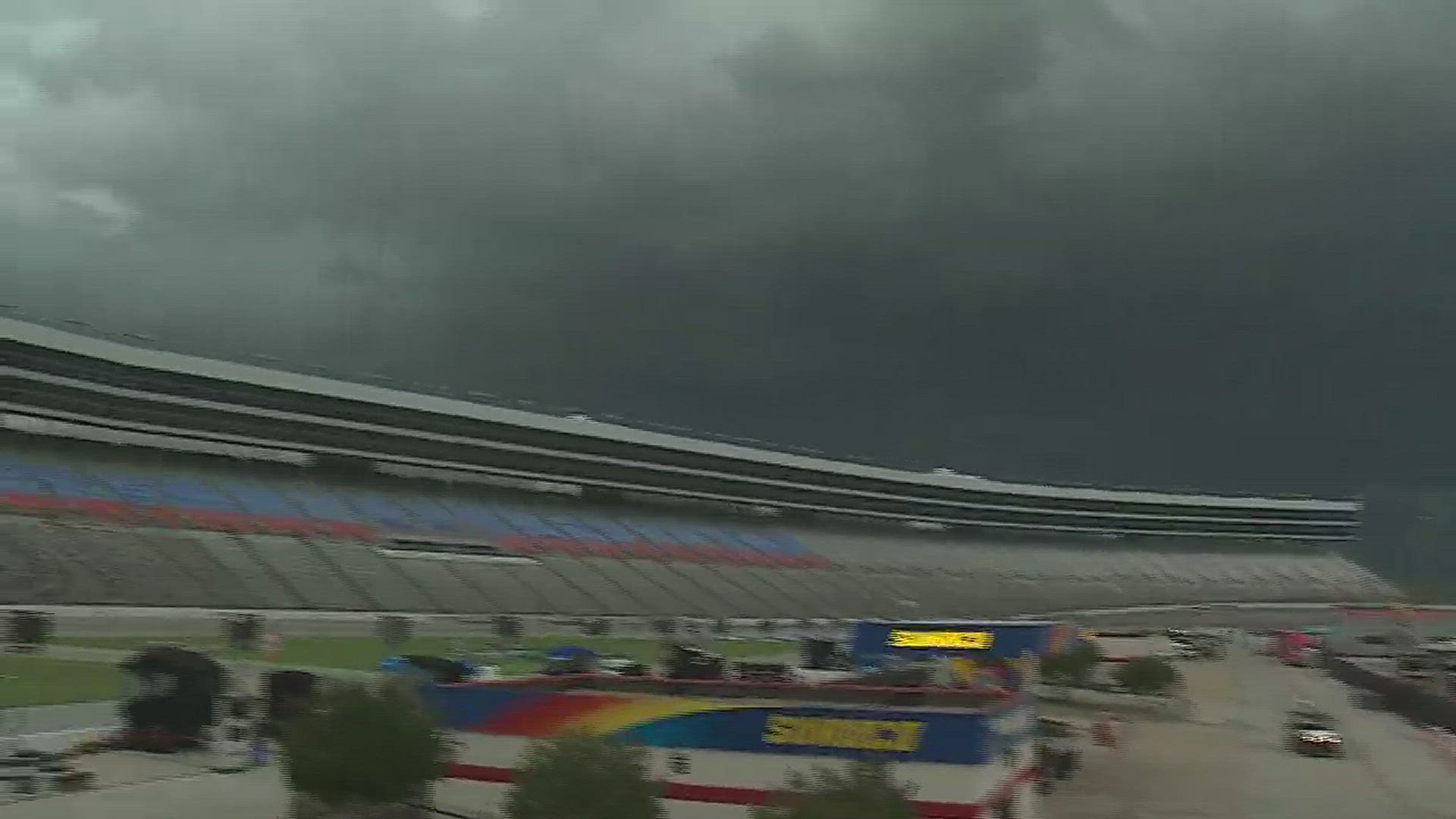 RAW VIDEO: Storm clouds roll in at Texas Motor Speedway | wfaa.com