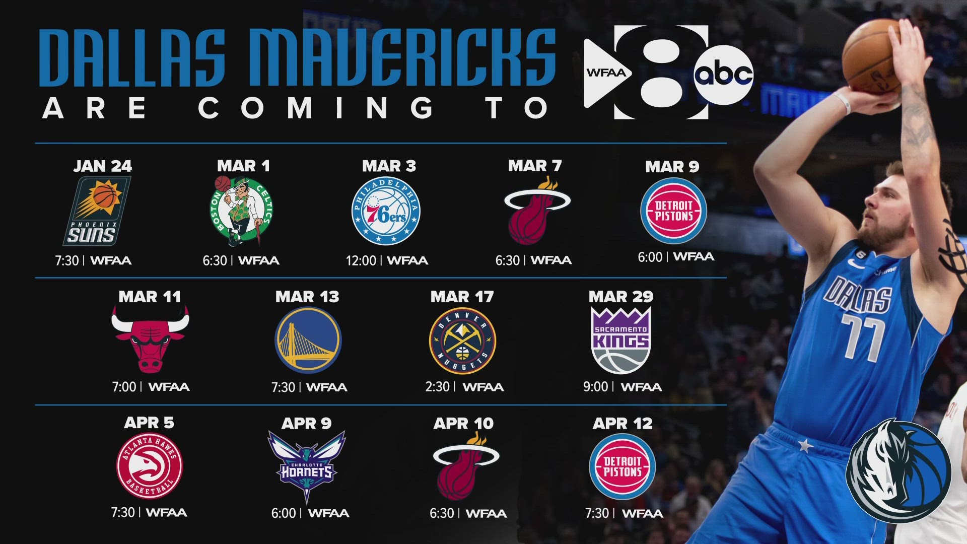 10 Dallas Mavericks games to be broadcasted on WFAA | wfaa.com
