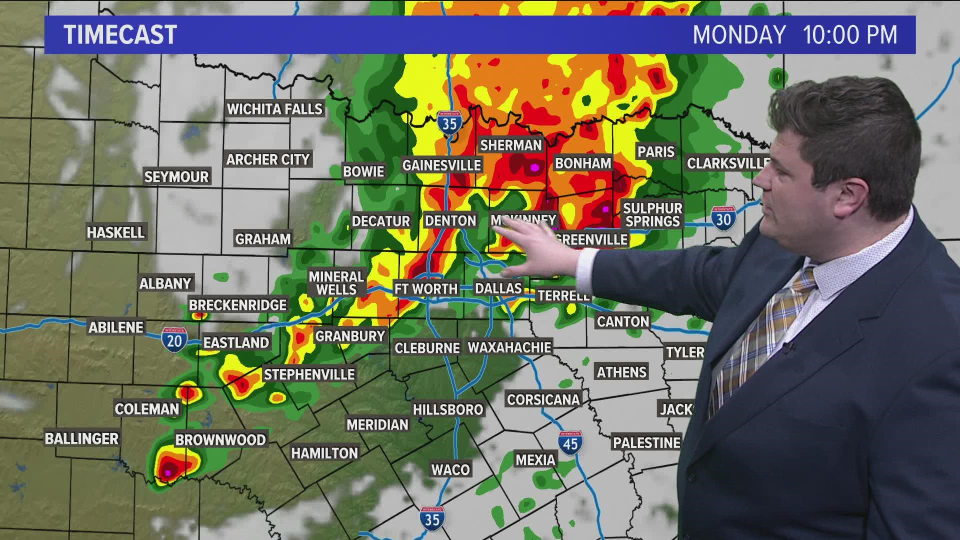 DFW weather: Latest on chances and timings of severe storms on Monday ...