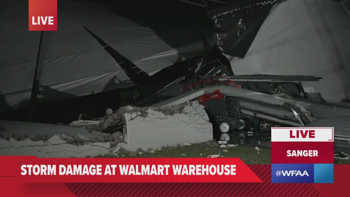 Severe storms damage Walmart distribution center, warehouses in Sanger ...