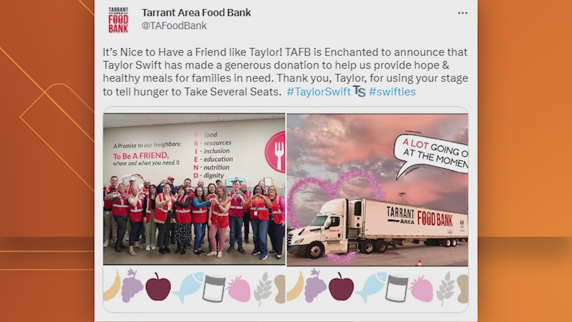 Taylor Swift makes 'generous' donation to Tarrant Area Food Bank | wfaa.com