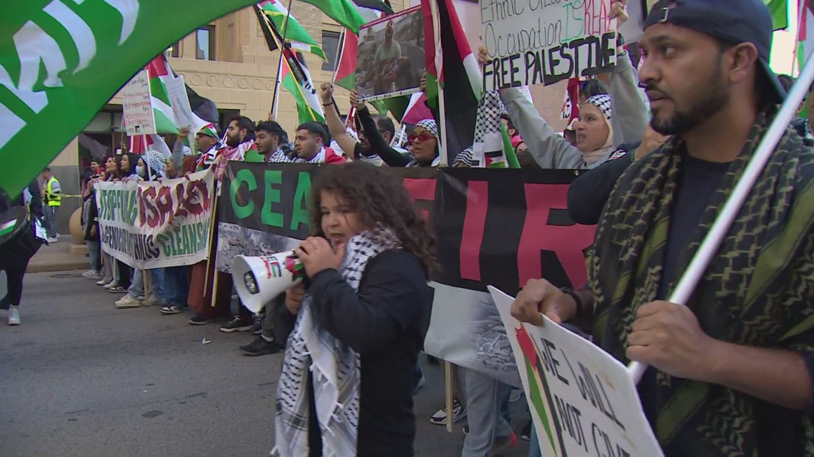 Nearly two thousand people attend pro-Palestine march in Dallas as ...