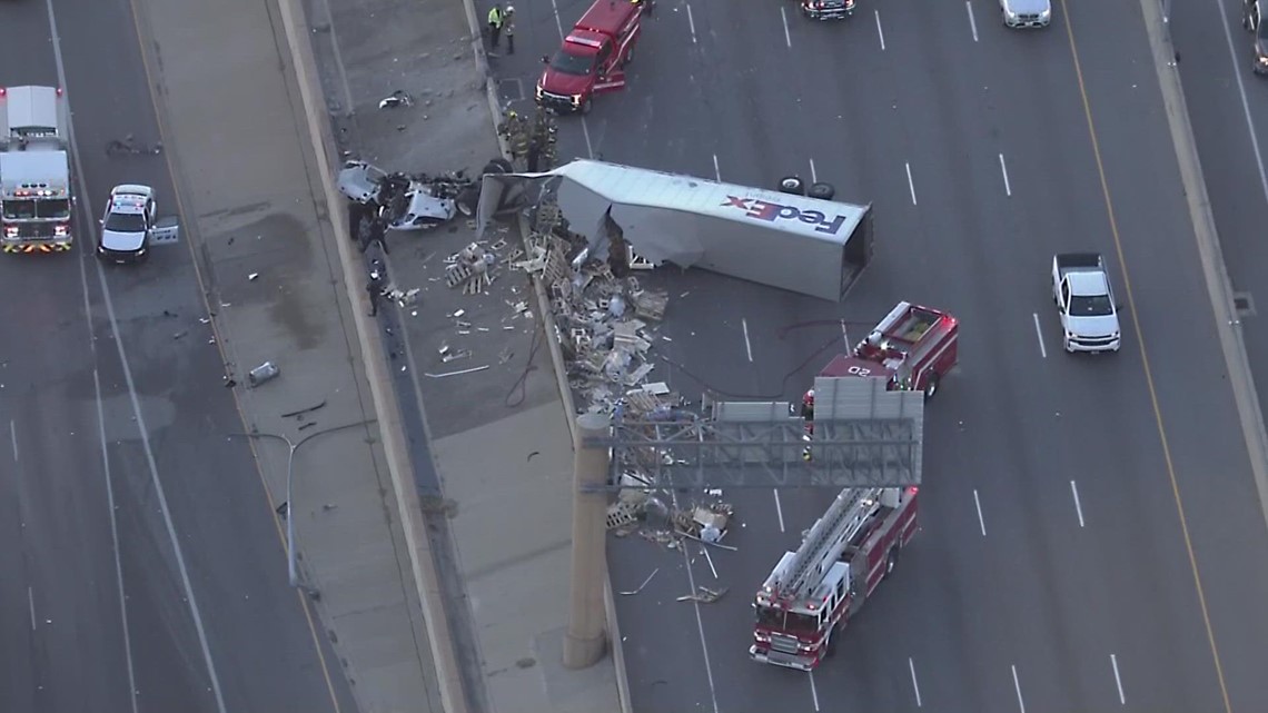 Driver of 18-wheeler dead after rollover crash on LBJ Freeway in Dallas ...