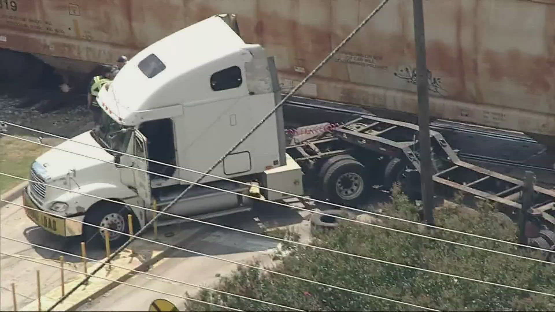 Train and 18-wheeler crash blocks Downtown Forney intersections | wfaa.com