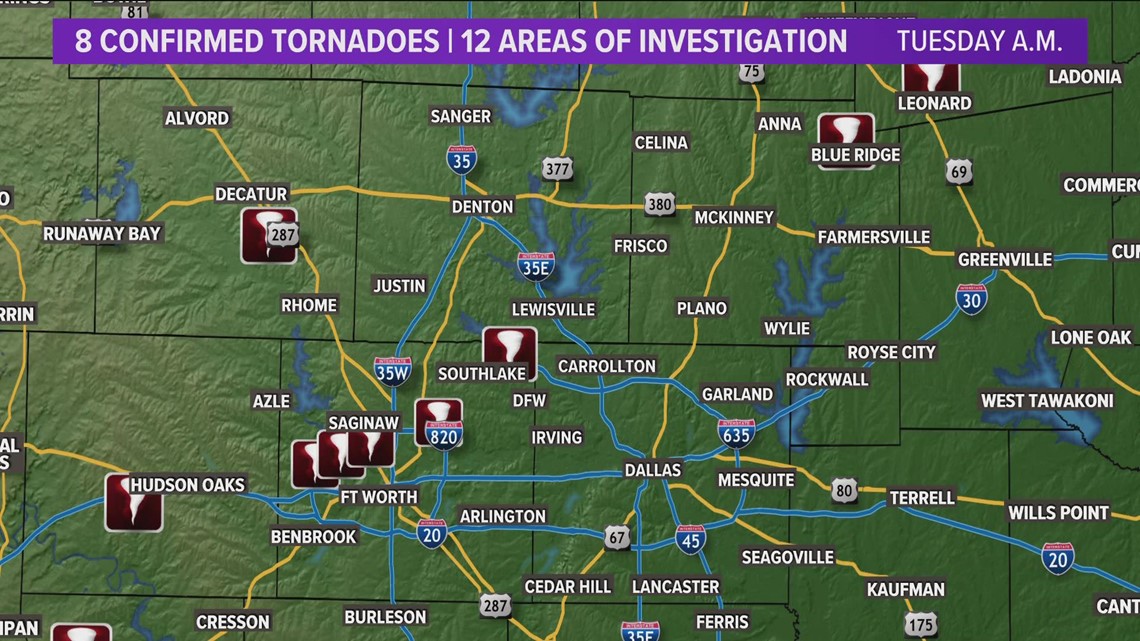 8 tornadoes now confirmed in North Texas after Tuesday's severe weather ...