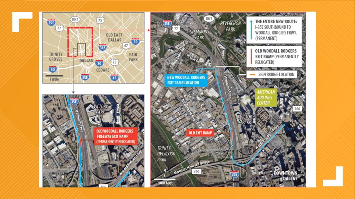 I-35E southbound to Woodall Rogers Freeway exit ramp in Dallas | wfaa.com