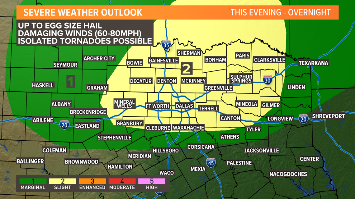 Severe weather outlook for Sunday in North Texas | wfaa.com