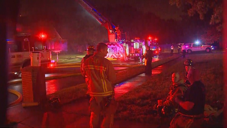 Firefighters battle house fire in Keller as storms roll through ...