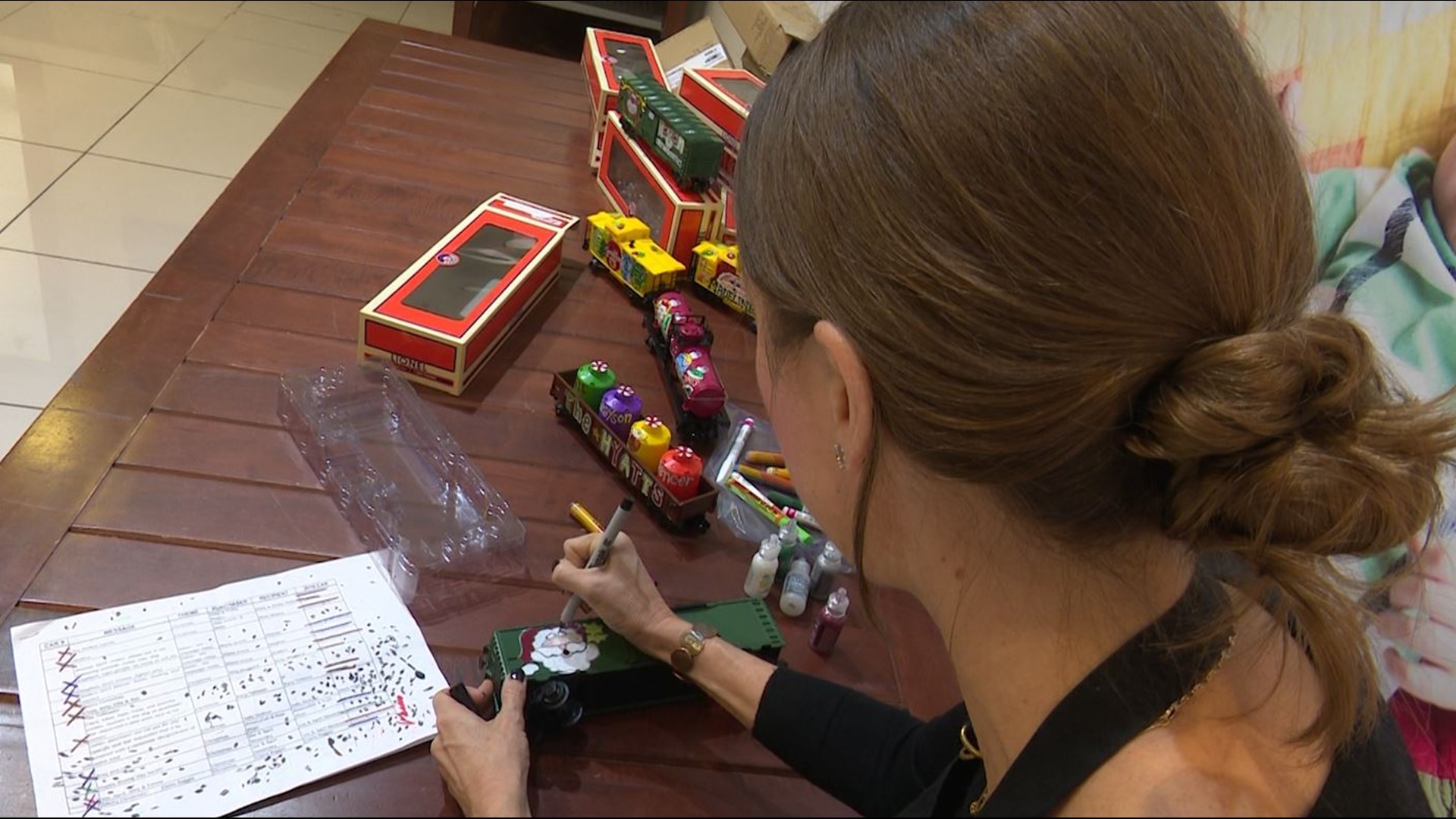 Toy artist uses train painting to help her stay sober | wfaa.com