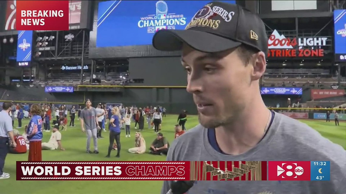Evan Carter speaks after Rangers win 2023 World Series | wfaa.com