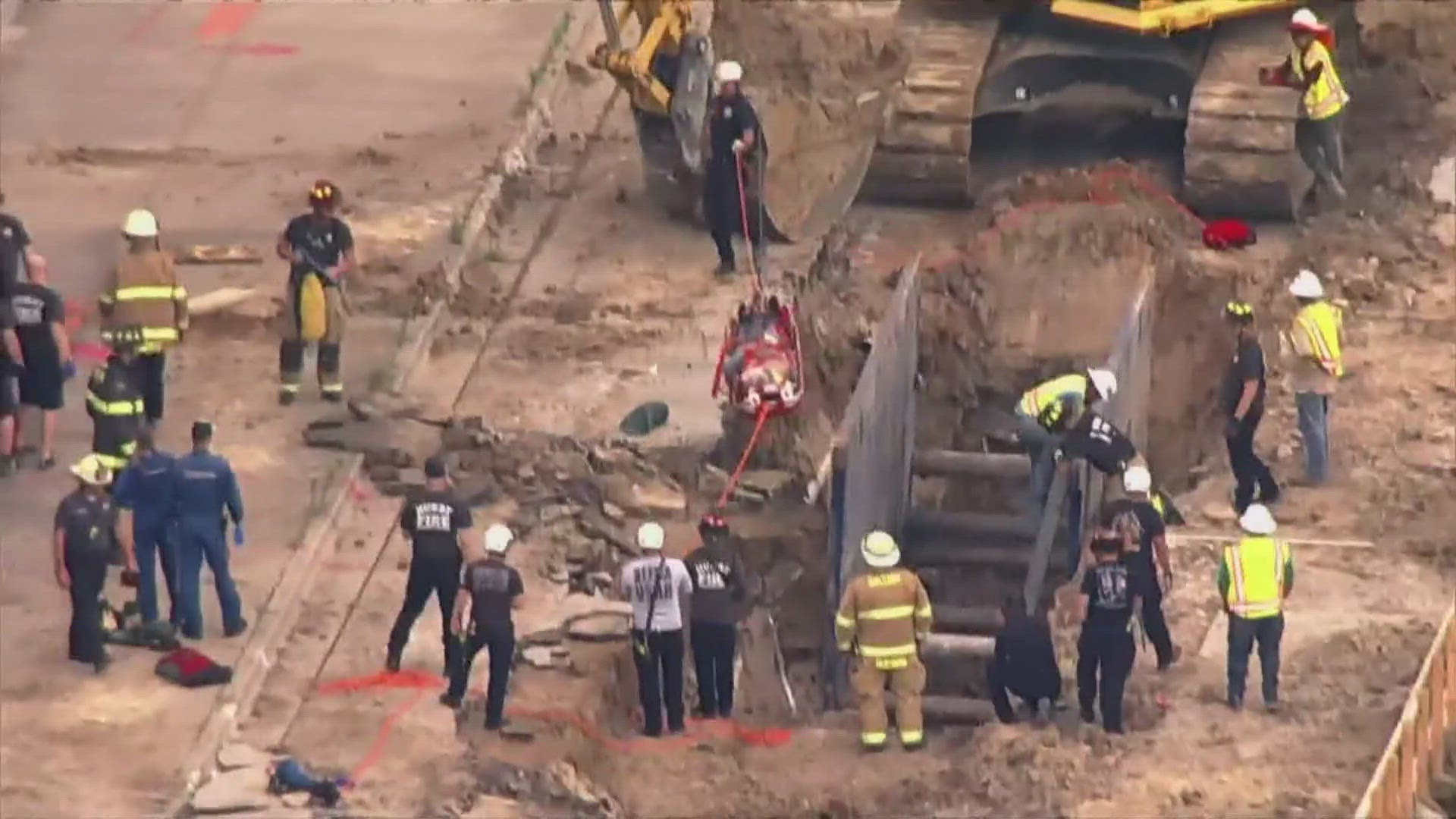 North Texas firefighters rescue worker who was hit by bucket, fell into ...