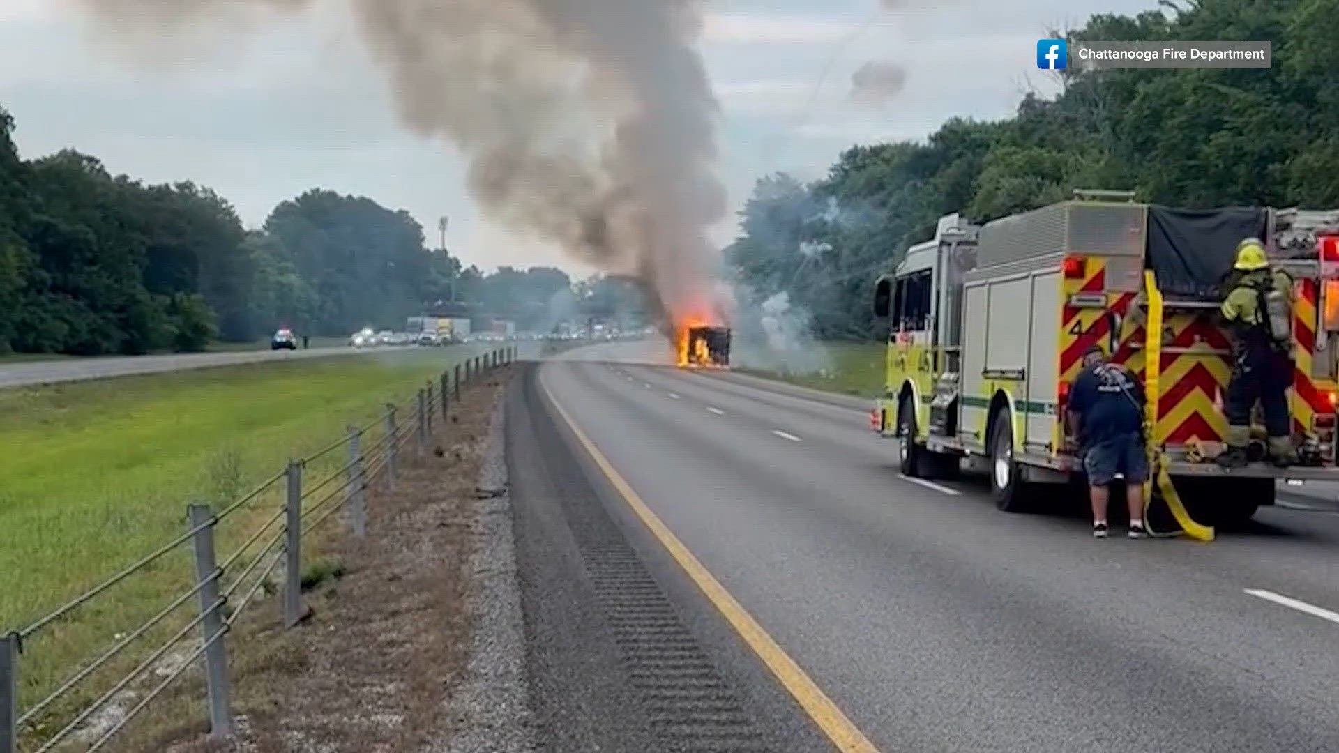Truck full of fireworks goes up in flames on Tennessee interstate ...