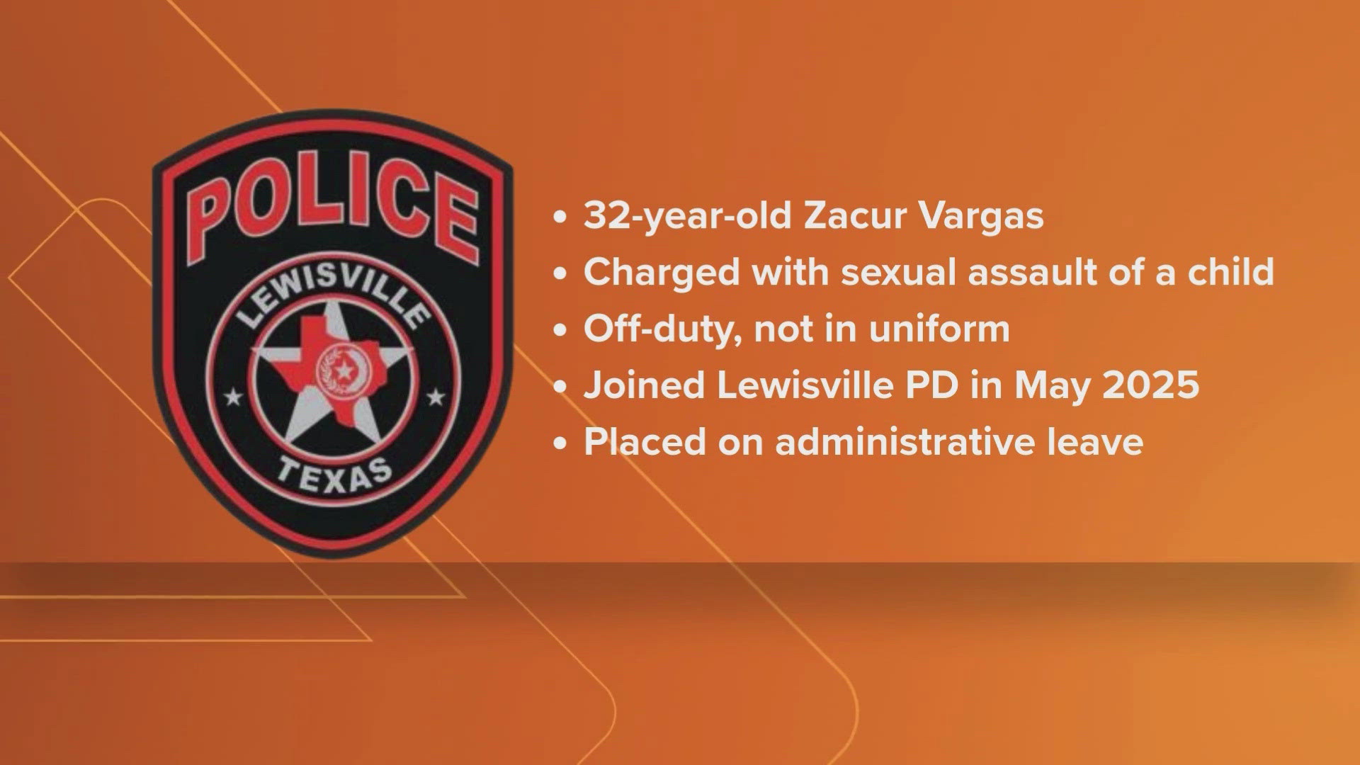 Lewisville PD said one of its officers was arrested for sexual assault ...