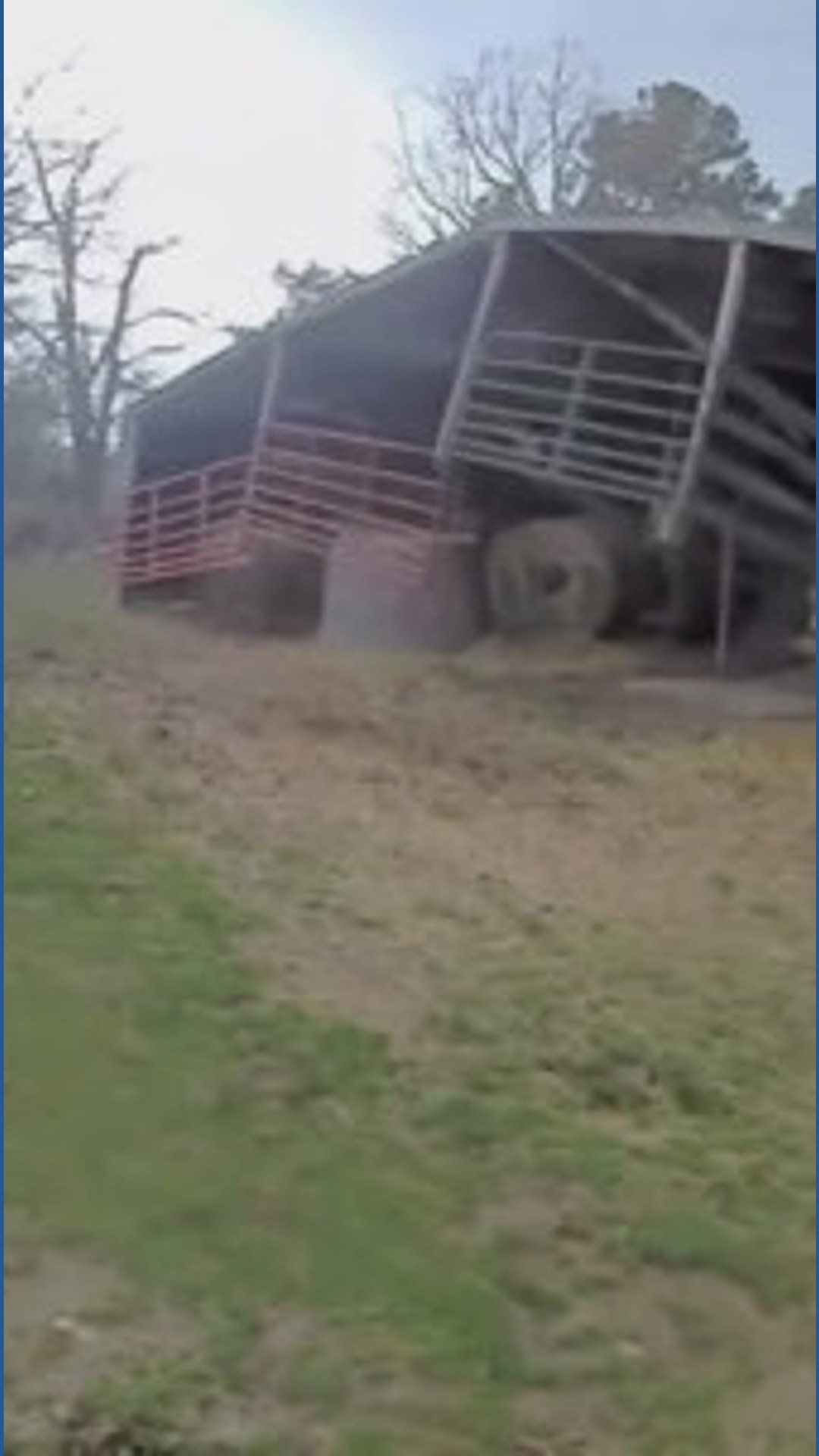 Video shows a strong storm flipped over a barn, sending donkeys running ...