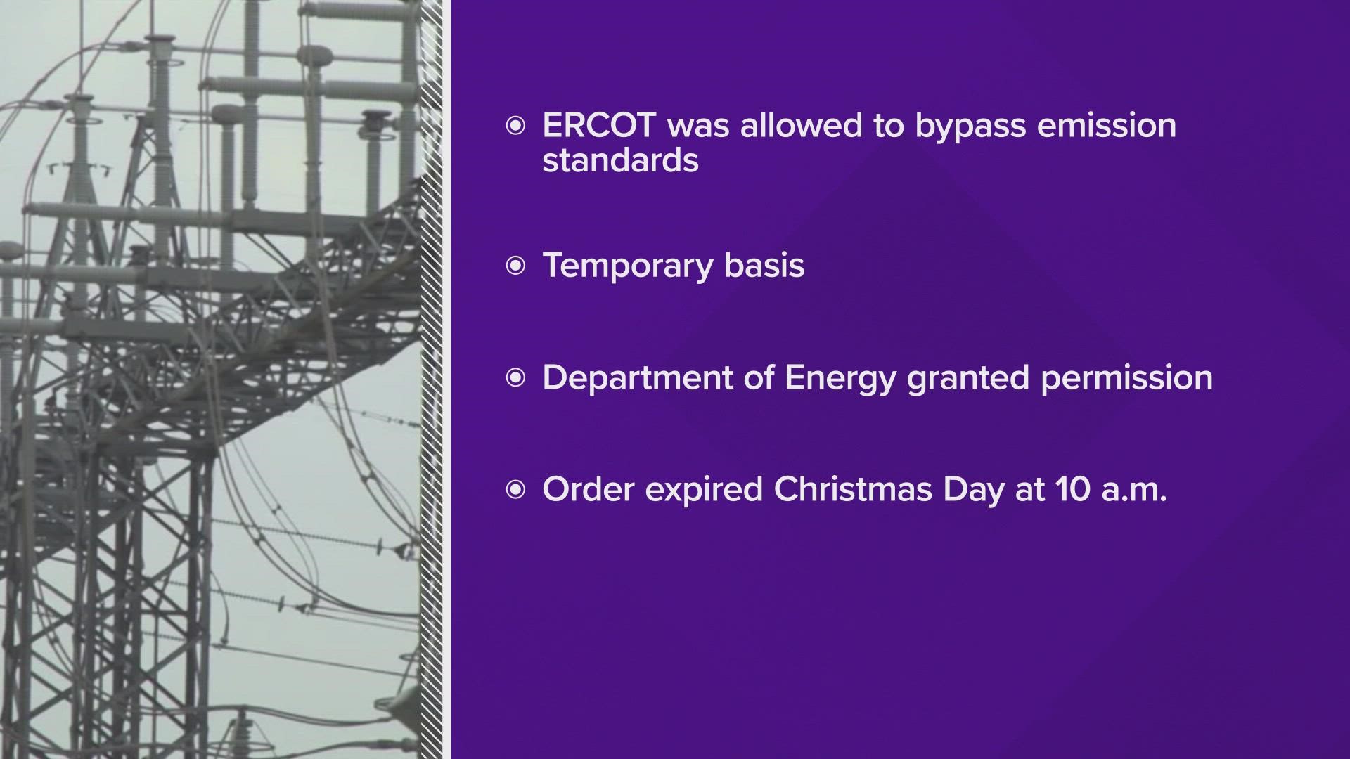 ERCOT back to EPA standards after weekend bypass | wfaa.com