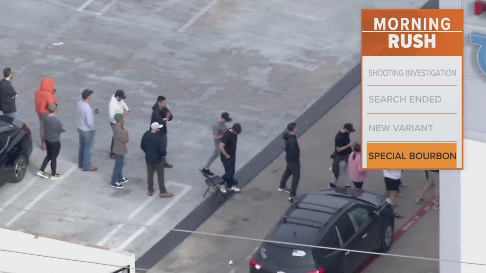 Texans line up at liquor store for special bourbon drop | wfaa.com