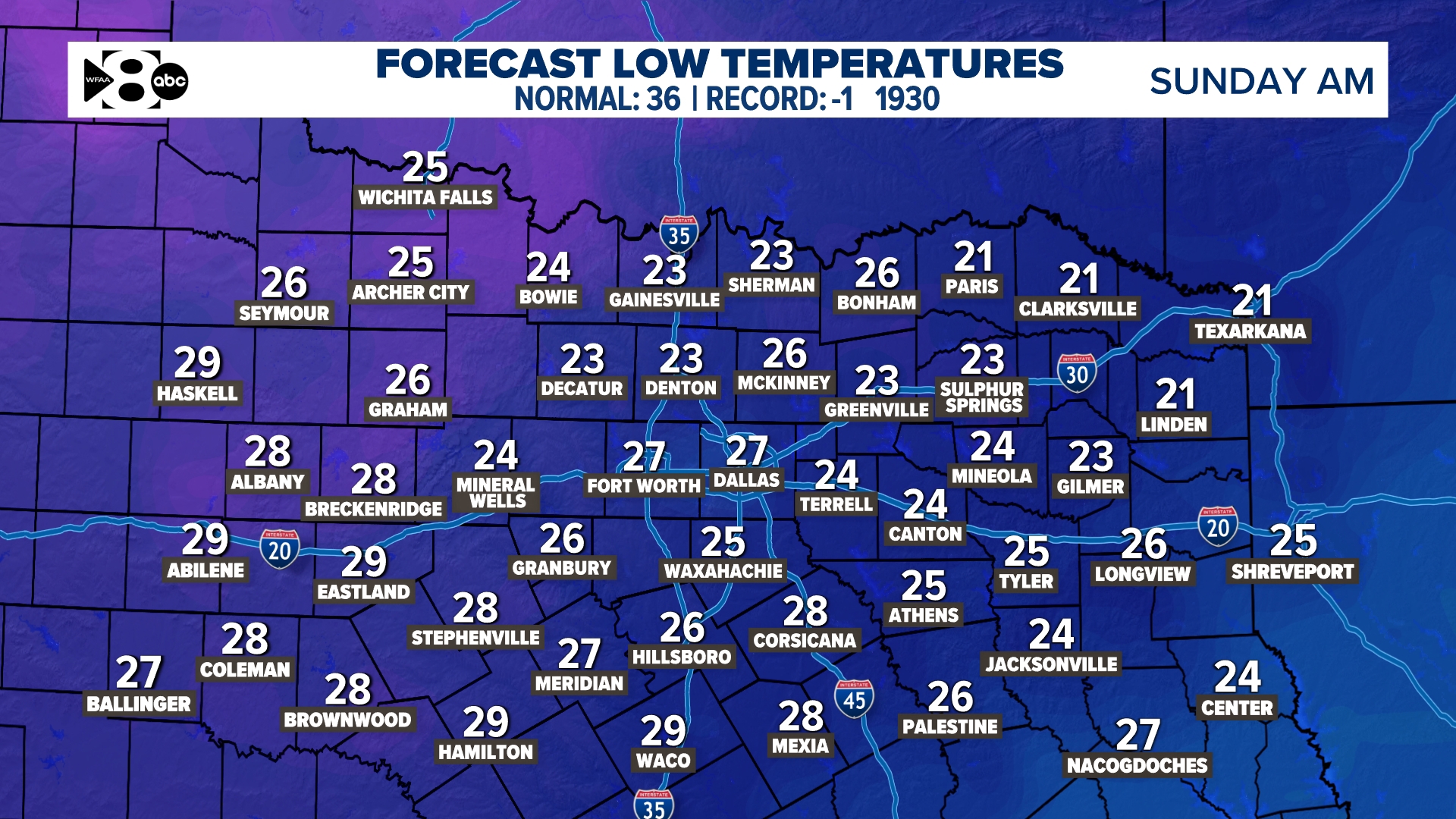 WFAA Weather Alert Day: Coldest morning of the season expected Sunday ...