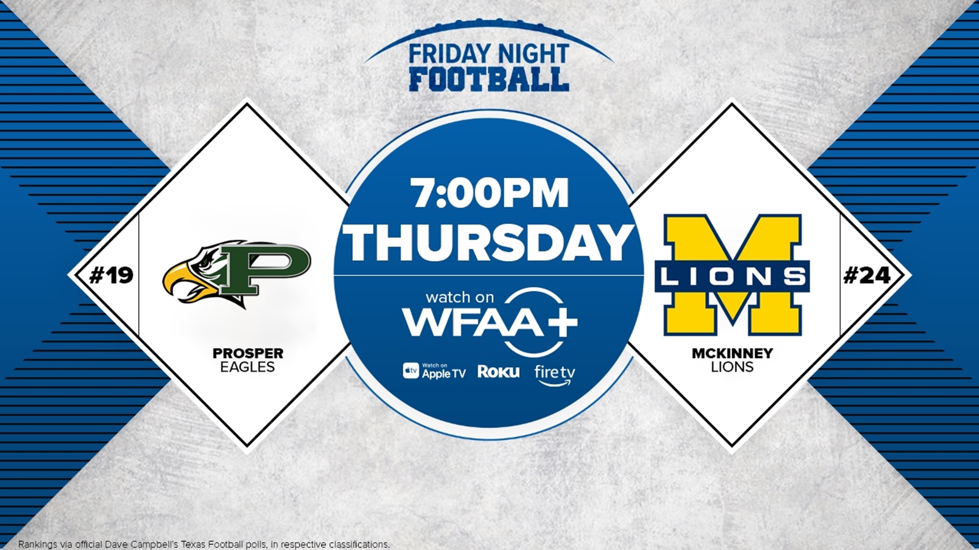Watch Thursday Night Football: Prosper Lions vs. McKinney Lions | wfaa.com