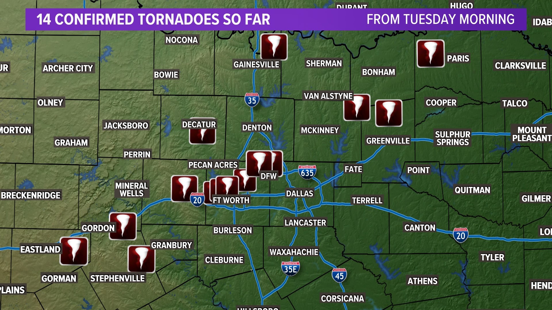 How many tornadoes touched down around North Texas? | wfaa.com
