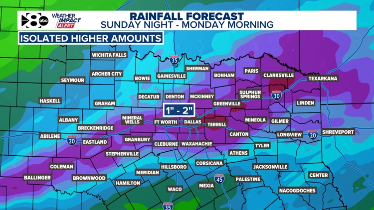 WFAA Weather Alert Day: More widespread, heavy rain throughout Monday ...