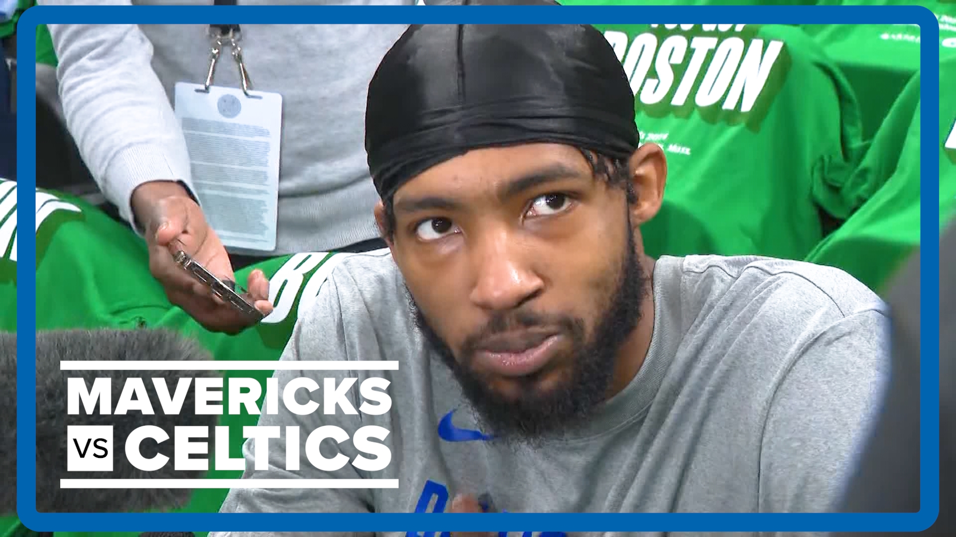 Derrick Jones Jr. speaks to the media before Game 1 of the 2024 NBA ...