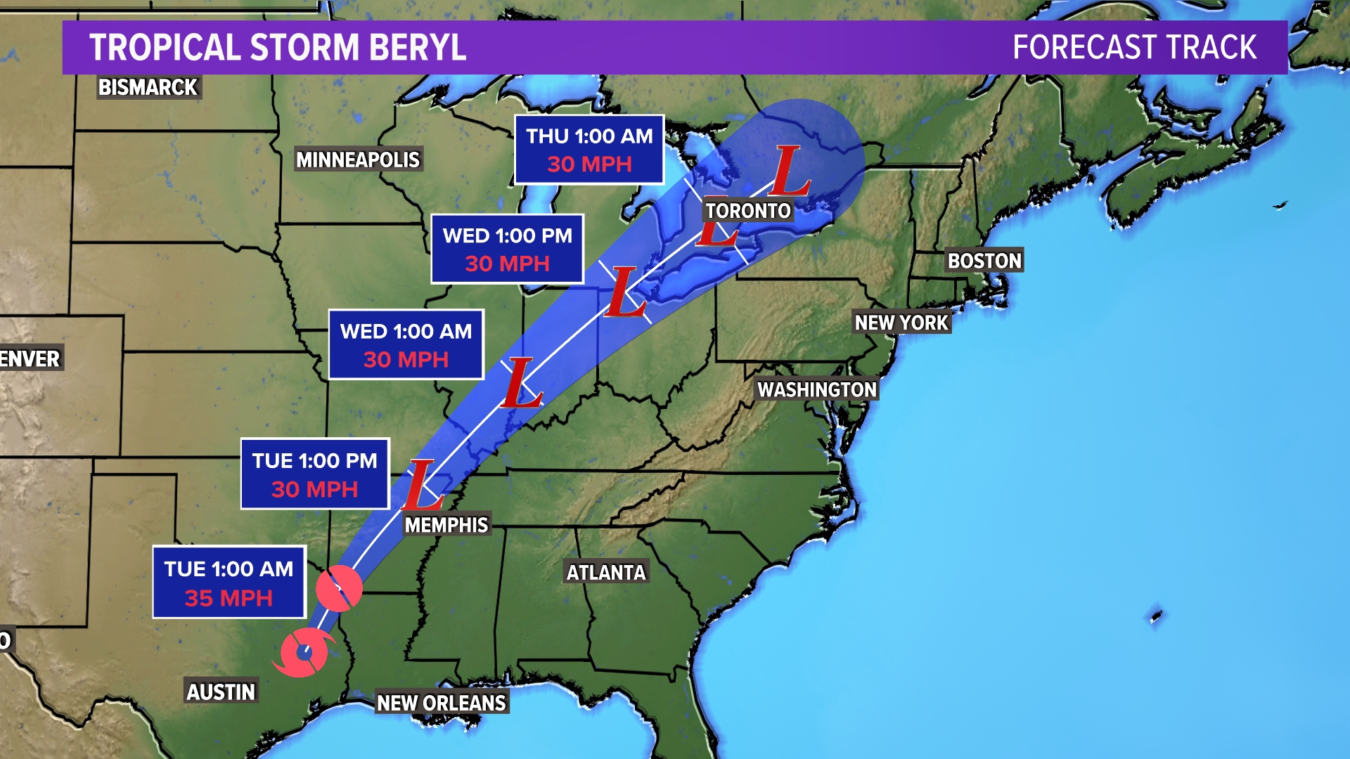 Hurricane Beryl landfall forecast: How it will impact DFW | wfaa.com