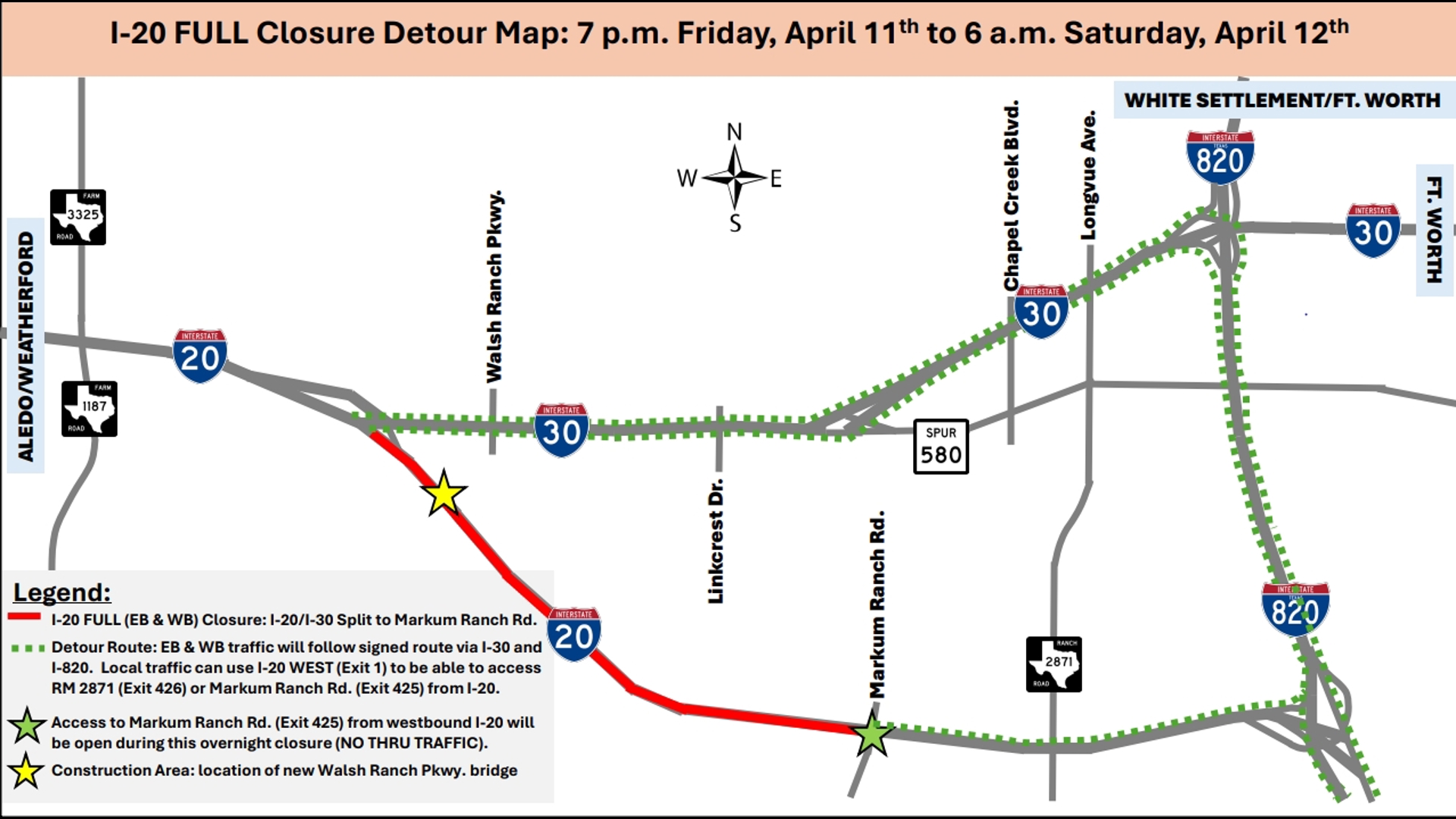 I-20 overnight closure affects travel between Fort Worth and ...
