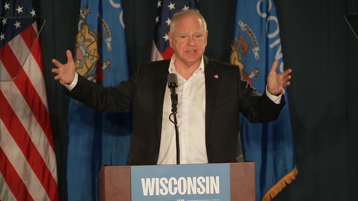 Tim Walz full speech at campaign rally in Wisconsin | wfaa.com